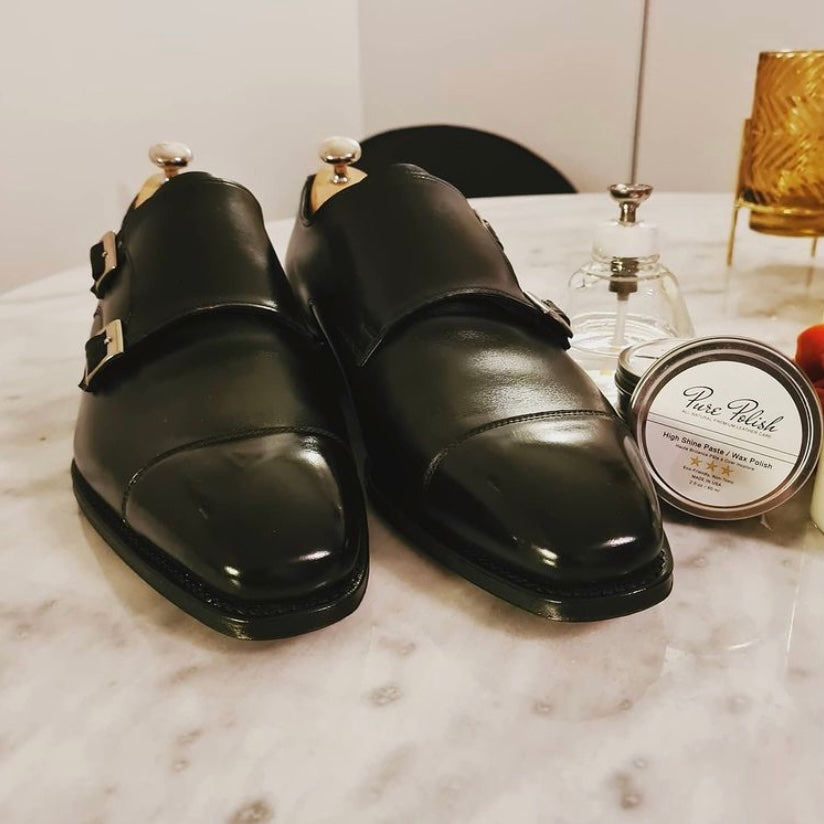 Joseph Cheaney Black Imperial Tudor Double Monkstraps – Pure Polish ...