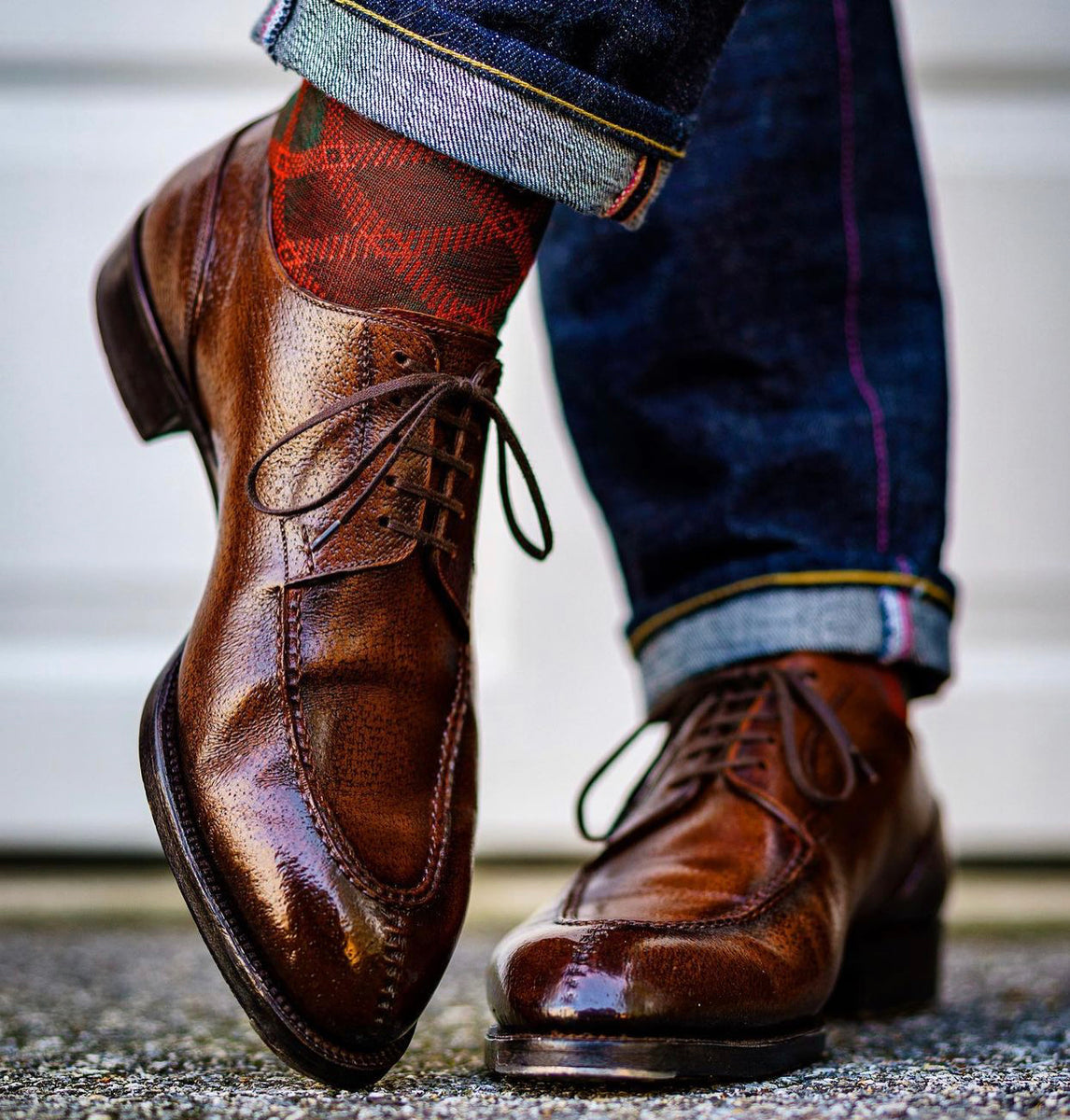 Antonio Meccariello Brown Peccary Split Toe Apron Toe Derby Shoe – Pure ...